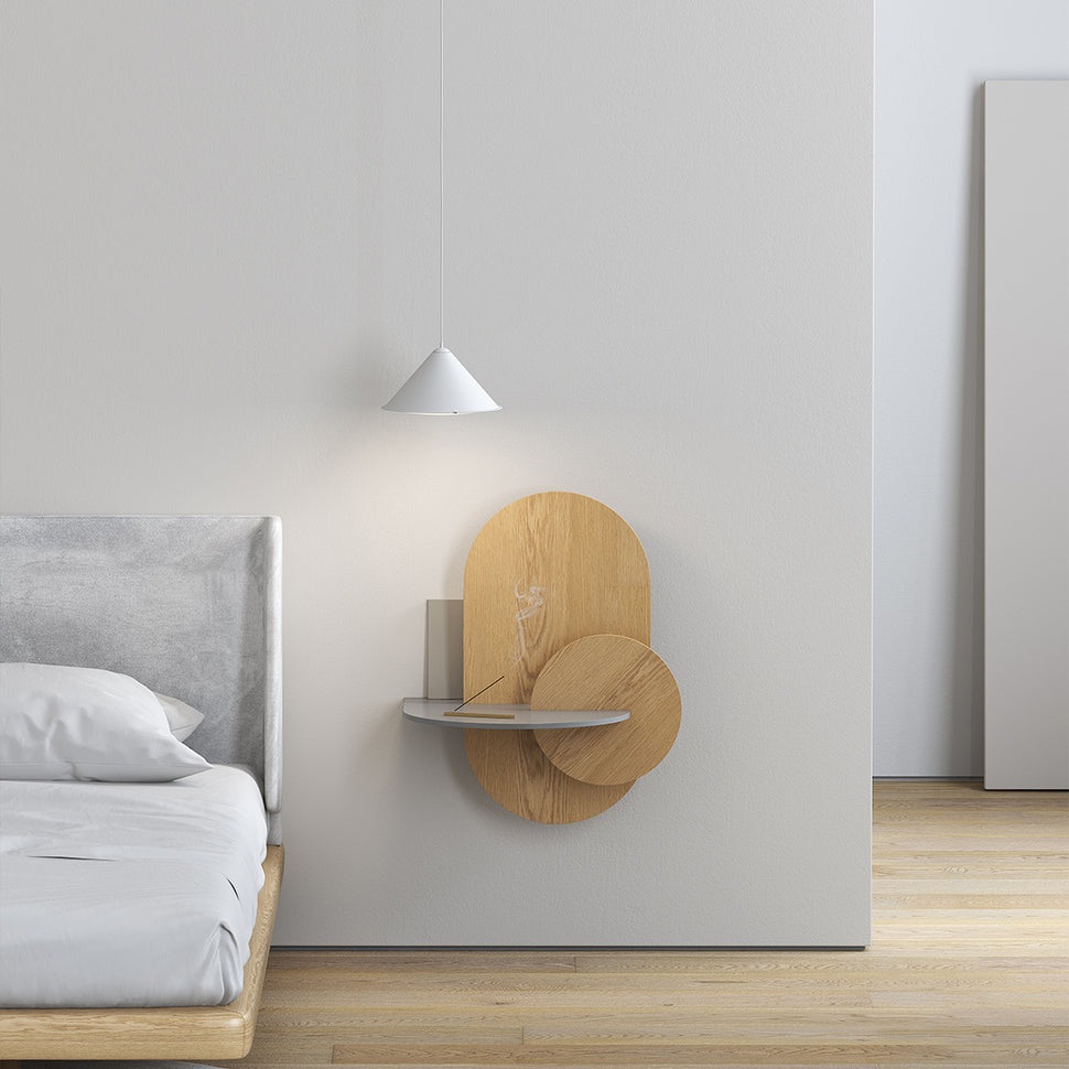 Alba floating nightstand DUO · Oak oval – Woodendot