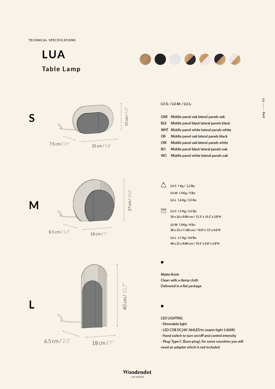 LUA: product specs and info – Woodendot